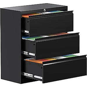 GangMei 3 Drawer Lateral File Cabinet, Metal Lateral File Cabinets with Lock, Legal Size Steel Lateral Filing Cabinet for Office and Home
