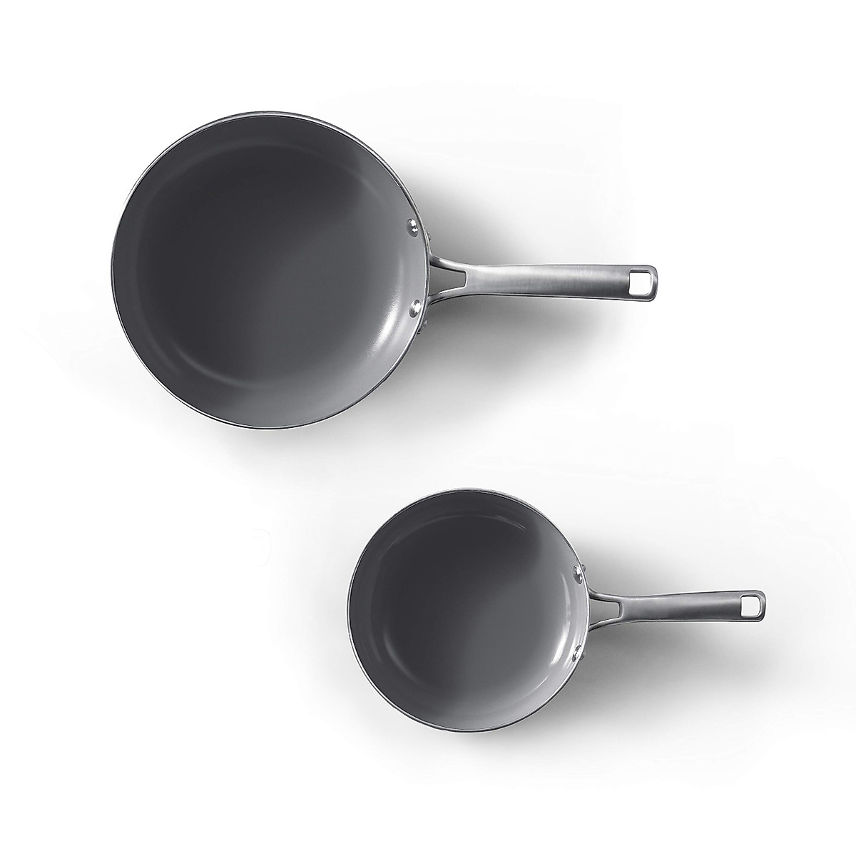 Calphalon Ceramic Frying Pan, Nonstick Oil-Infused Cookware with Stay-Cool Handles, PTFE and PFOA-Free, Dark Gray & Classic Oil Infused Ceramic, PTFE and PFOA Free, 2-Piece Fry Pan Combo