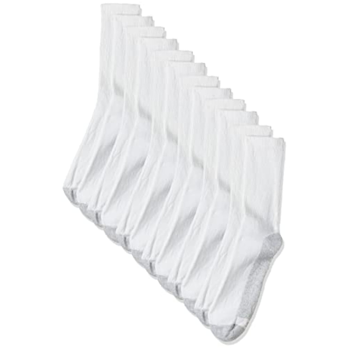 Hanes mens 6-pack Cushion crew socks, White, 6 12 US