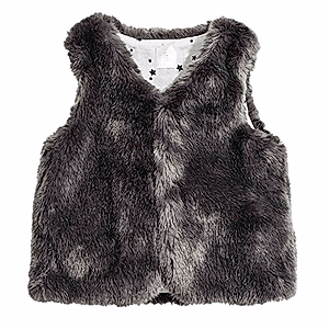 LJYH Baby Girls Dark Gray Faux Fur Vest Children Spring Autumn Fox Outerwear jackets 12-18M