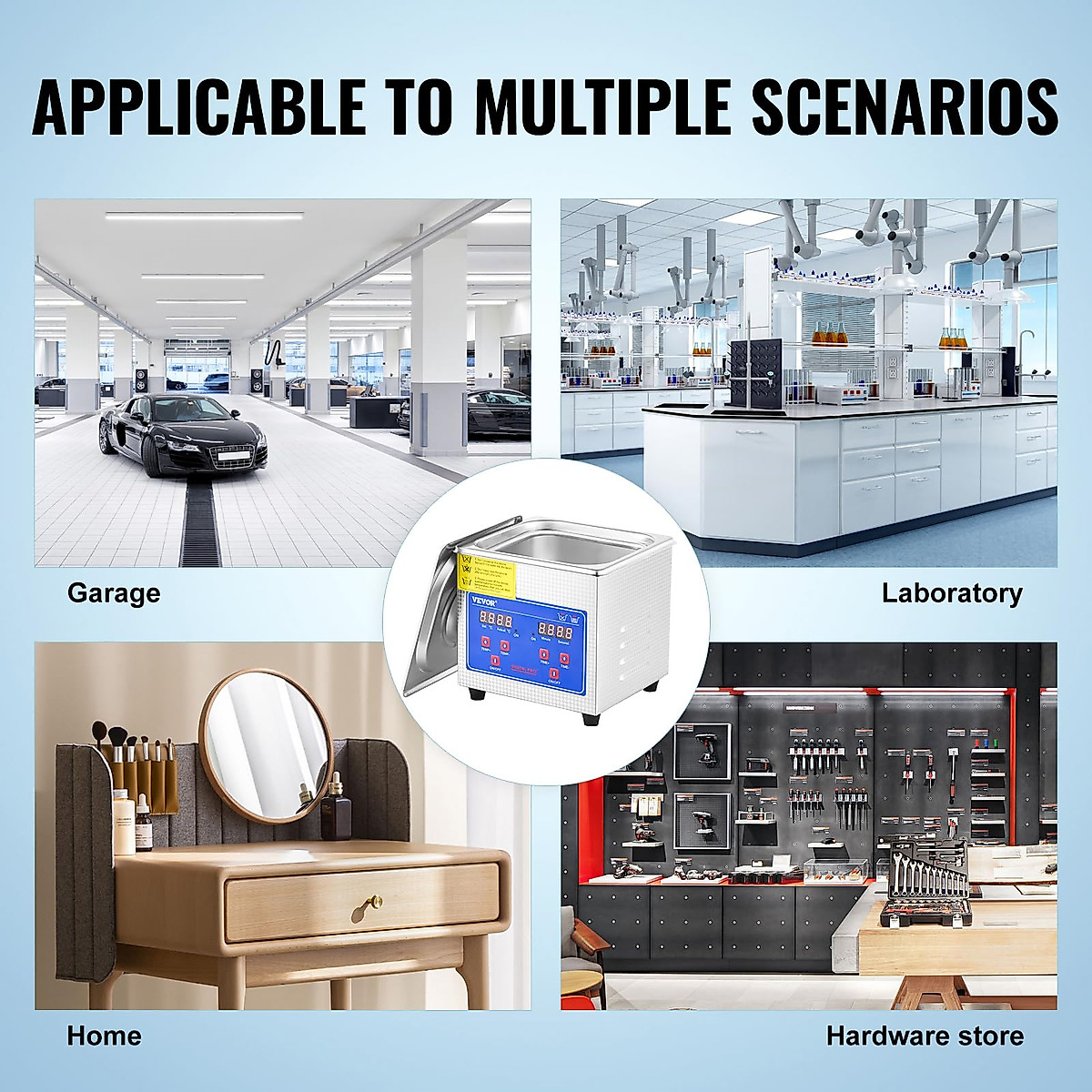 VEVOR Ultrasonic Cleaner 1.3L Professional Ultrasonic Cleaner with Digital Timer 40kHz Excellent Ultrasonic Cleaning Machine 110V for Jewelry Watch Ring Coin Diamond Eyeglasses Small Parts Cleaning