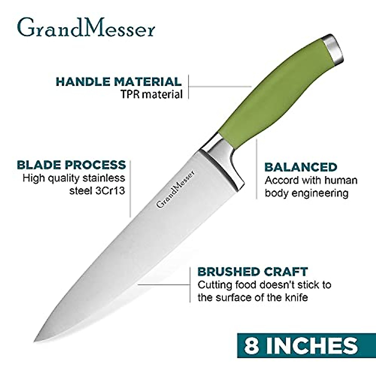GrandMesser Chef Knife Set, 8" Chef's Knife & 5" Paring Knife with High Carbon German Stainless Steel Forging, Ergonomic Color Non-Slip Handle, Kitchen Knife with Gift Box.