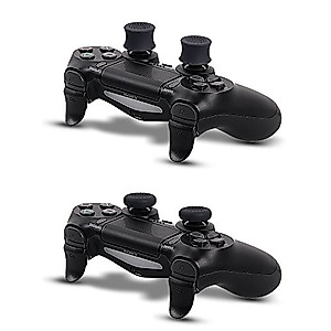 PS4 FPS Games Accessories Kit Anti Slip Silicon Analog Stick Thumb Grips Set with Trigger Extensions for Playstation 4 / Slim/Pro Controller (Black)
