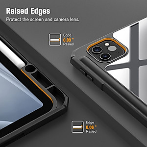 Fintie Hybrid Slim Case for iPad Pro 12.9-inch 6th Generation 2022, [Built-in Pencil Holder] Shockproof Cover w/Clear Transparent Back Shell, Also Fit iPad Pro 12.9" 5th/4th/3rd Gen, Black