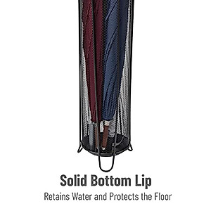 Mind Reader Umbrella Rack Stand For Canes Walking Sticks Umbrellas, Metal Mesh, Black