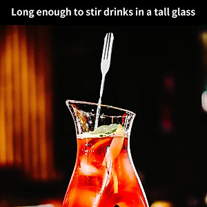 Bar Spoon Cocktail Mixing Spoon - Cuttte 2pcs Cocktail Spoon Long Handle 12.7 Inches, Stainless Steel Drink Stirrers Cocktail Stirrer with Trident Tip, Long Stirring Spoons Bar Mixing Spoons