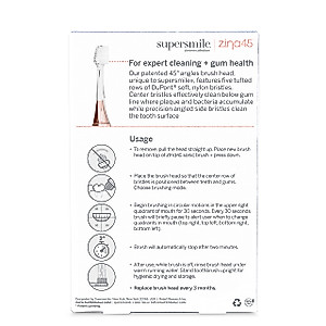 Supersmile Zina45 Replacement Brush Heads for Sonic Pulse Toothbrush, Rose Gold, 2 Count (Pack of 1)