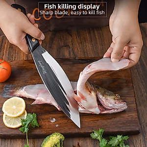 Wonglong Sharp Mouthed Large Fish Knife Slicing Knife Kitchen Knife Sharp Slaughter Fish Special Knife Meat Cleaver Seafood Market Aquatic Fish Knives Professional Kitchen Knife Fish Hunting Knife