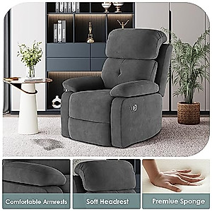 STARY Small Recliner Sofa for Living Room Chair for Adults, Dark Gray