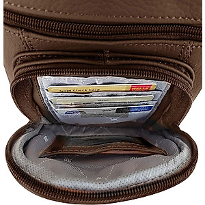 Roma Leathers Genuine X-Large Crossbody Purse, Multi-Pocket, Adjustable Strap, XL, Brown