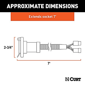 CURT 56071 7-Foot Vehicle-Side Truck Bed 7-Pin Trailer Wiring Harness Extension, Select Dodge Ram 1500, 2500, 3500, Dakota , Black