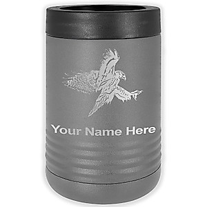LaserGram Double Wall Insulated Beverage Can Holder, Hawk, Personalized Engraving Included (Standard Can, Gray)
