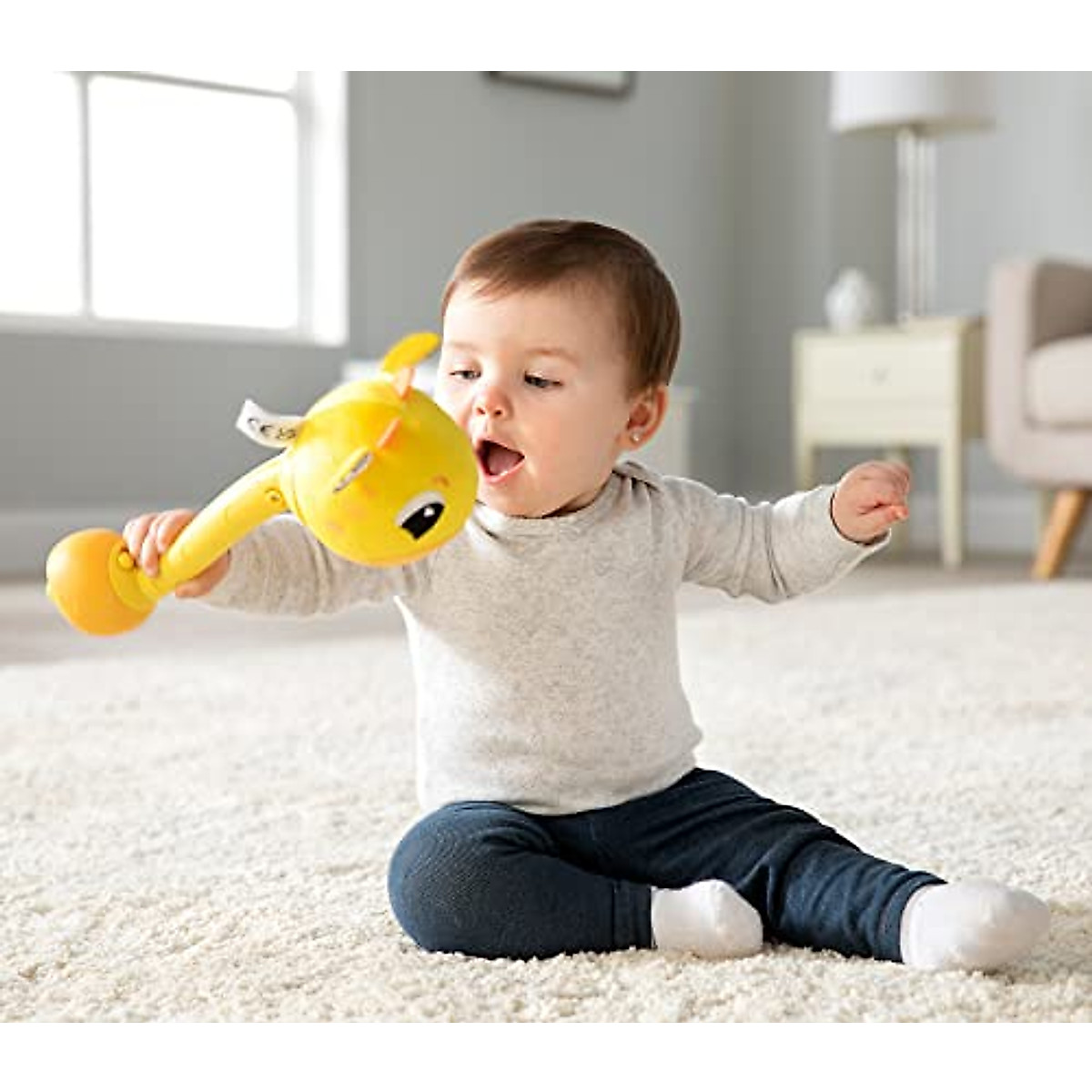 Lamaze Wacky Giraffe Sensory Baby Toy - Infant Educational Toys with Wacky Sound Effects for Fine Motor Skills - Includes 2 Sound Modes - Plush Baby Rattle for Ages 12-18 Months