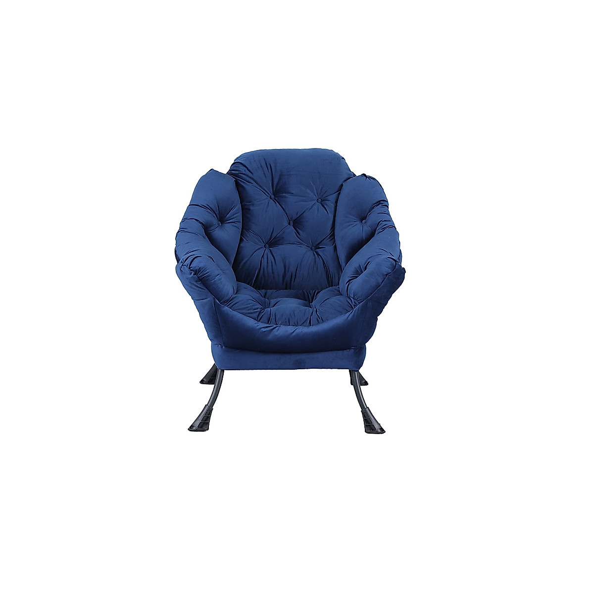 JOMOL Living Room Chairs Modern Cotton Fabric Lazy Chair, Accent Contemporary Lounge Chair, Single Steel Frame Leisure Sofa Chair with Armrests and A Side Pocket (Blue)