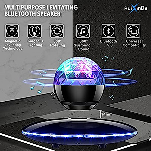 RUIXINDA Magnetic Levitating Bluetooth Speaker, Floating Speaker with Night Light Projector, Colorful Led Flashing Show for Home Birthday Party, Cool Tech Gadgets Birthday