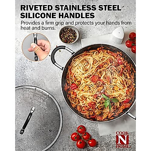 Cook N Home Pots and Pans Nonstick Kitchen Cookware Sets include Saucepan Frying Pan Stockpots 8-Piece, Heavy Gauge, Stay Cool Handle, Marble