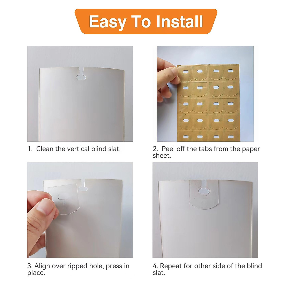 40 Sets of Clear Vertical Blind Repair Tabs Blind Fixers Vertical Blind Slat Replacement (80 PCS) with 15 PCS White Vertical Blind Stem Parts for Carrier Clips Replacement Vertical Blind Repair Kit