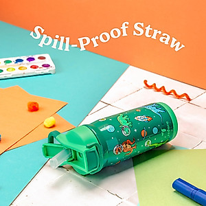 REDUCE 14 oz Hydrate Pro Stainless Steel Insulated Water Bottle - Flip Top Leak-Proof Lid,Dishwasher Safe,BPA-Free,Dual Wall Vacuum,Keeps Drinks Cold for 48 Hrs, Cup Holder Friendly - Abstract Flowers