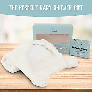BlueMello Baby Swaddle Blanket | Ultra-Soft Plush Essential for Infants 0-6 Months | Receiving Swaddling Wrap White | Ideal Newborn Registry and Toddler Boy Accessories | Perfect Baby Girl Shower Gift