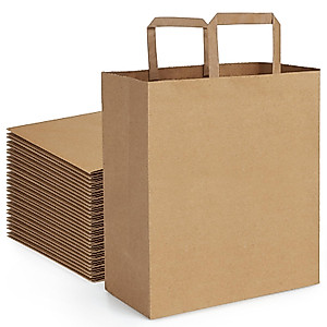 BagDream Grocery Bags 12x7x14 Inches 100Pcs Large Paper Grocery Bags with Handles Kraft Brown Shopping Bags - Heavy Duty Paper Barrel Sack Bags Recycled Takeout Retail Paper Gift Bags Bulk