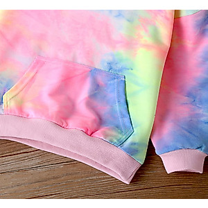 Julerwoo Toddler Cotton Tie Dye Sweatshirts Girls' Pink Pullover Sweatshirts Hoodie(3T, Pink Tiedye)