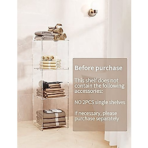 solaround Acrylic Narrow Bookcase Skinny Bookshelf Modern Display Storage Organizer for Living Room Office Bathroom (Clear, 3 Tier)