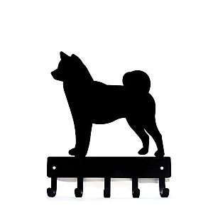 The Metal Peddler Shiba Inu Key Holder Dog Leash Hanger for Wall - Large 9 inch Wide - Made in USA; Gift for Dog Lovers