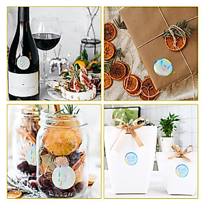 joycraft 500Pcs Thank You Stickers, 1.5 inch Round Holographic Rainbow Silver Thank You Gift Stickers Roll, Personalized Thank You Stickers for Small Business, Envelope Seals, Gift Wrapping, Bags