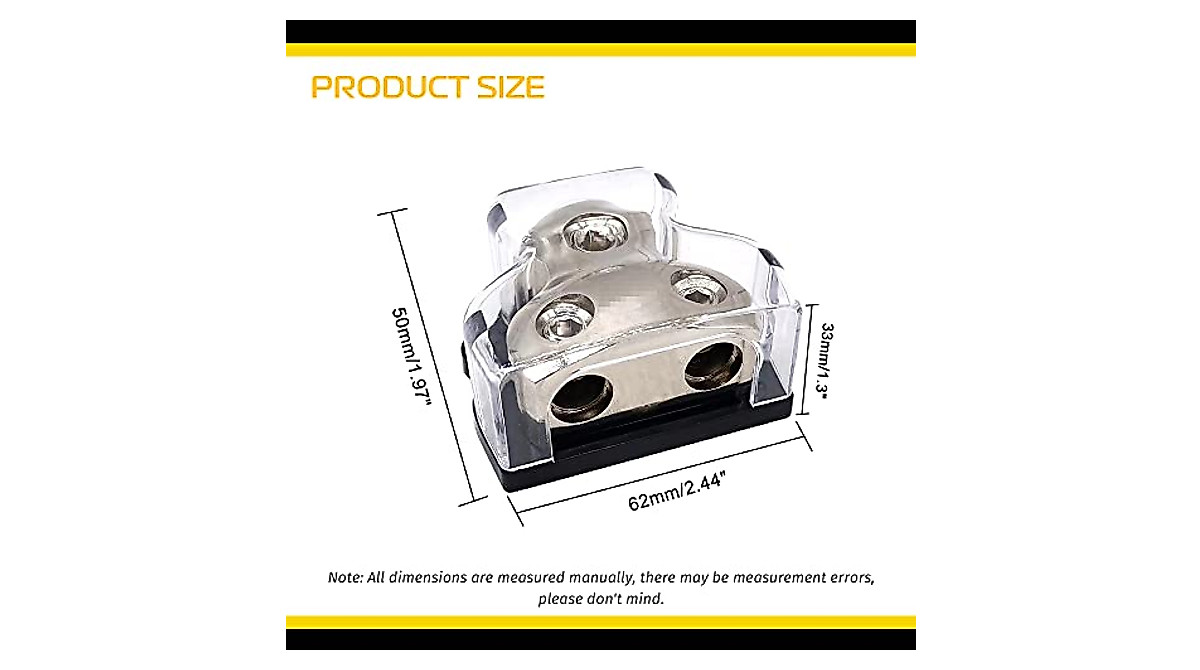 Apeixoto Power Distribution Block 0 Gauge in 4 Gauge Out 2-Way Copper ...