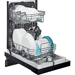 Frigidaire 18 in. ADA Compact Front Control Dishwasher in Black with Dual Spray Arms, 52 dBA, includes room-of-choice delivery