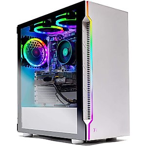SkyTech Archangel Gaming Computer PC Desktop - Ryzen 5 3600 6-Core 3.6GHz, GTX 1660 Ti 6G, 500G SSD, 8GB DDR4 3000, RGB, AC WiFi, Windows 10 Home 64-bit, White