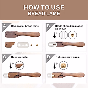 RillyRellow Premium Mini Bread Lame Decoration, Hand Wooden Crafted Bread Lame Slashing Tool, for Dough Scoring Knife, Cut Patterns for Sourdough Bread Slashing, Black Walnut (Without Blade)