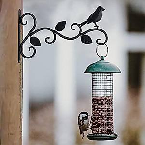 JIALAI HOME 2 Pack Hanging Plants Bracket 12" Bird Planter Outdoor Hooks Hangers for Flower Baskets Pot Bird Feeder Wind Chimes Lanterns Patio Garden Outdoor Indoor Metal Black