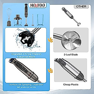 Immersion Blender 7-in-1 1000W Powerful Scratch Resistant Hand Blender, Stick Blender Handheld, 12 Speed and Turbo Mode, Low-Noise, with Beaker Chopper Whisk Milk Frother, BPA-Free