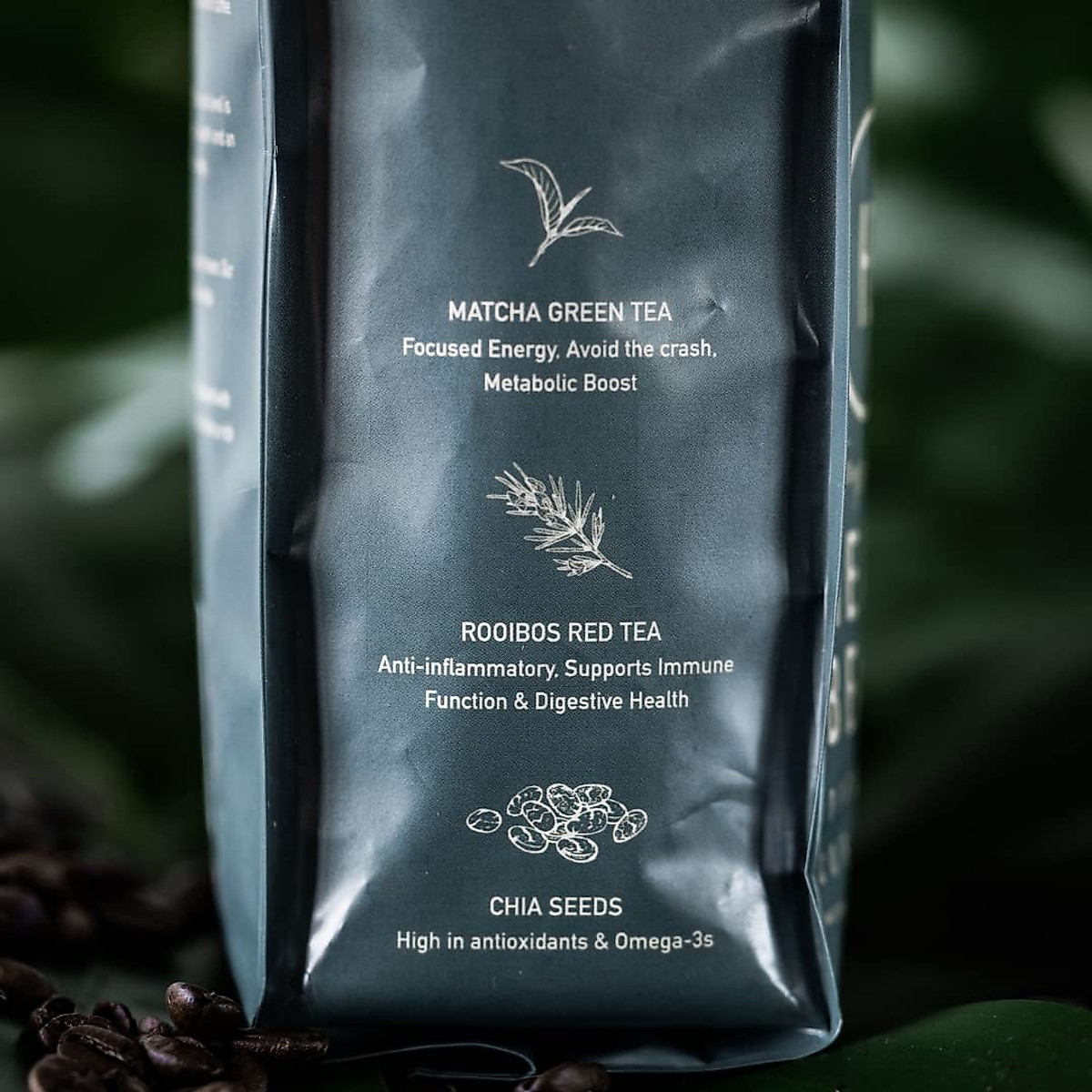 Healthy Bean Coffee - Low Acid Coffee, Superfood Infused Whole Bean Coffee, USDA Organic, Mycotoxin Free, Semi-Dark Roast, 10oz