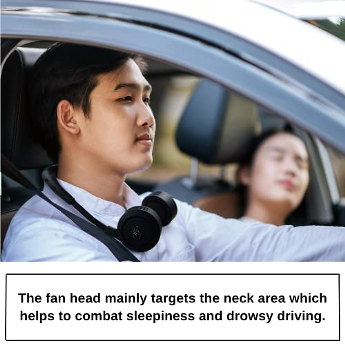 SPICE OF LIFE Bladeless Neck Fan - W Fan Blade Free 2.1, Navy - USB Rechargeable Battery, 2 to 5 Hour Life, Flexible Arms, 5 Speed Settings, Stimulating Breeze Helps Prevent Sleepiness While Driving