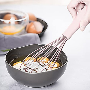 BILLIOTEAM 5 Pack Colorful Mini Silicone Kitchen Whisks,Mini Kitchen Whisk for Dough Milk Egg Blending Stirring Whisking and Beating,Hair Color,Small Craft Projects(5 Colors,6 Inches)