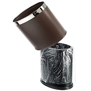 Brelso 'Invisi-Overlap' Open Top Stainless Steel Trash Can, Small Office Wastebasket, Modern Home Décor, Oval Shape