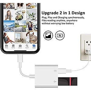 [Apple MFi Certified] Lightning to USB Camera Adapter for iPhone, USB OTG Adapter with Fast Charging Port Portable Compatible with iPhone/iPad/Card Reader/USB Flash Drive/Keyboard/Mouse Plug and Play