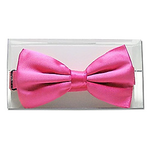 Vesuvio Napoli 100% SILK BOWTIE Solid HOT PINK FUCHSIA Color Men's Bow Tie for Tuxedo or Suit