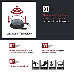 DEATTI Unbreakable Hand Mirror with Silicone Handle,Anti-Slip Handheld Mirror for Salon,Barber Shops,Travel,Makeup,Shaving,7.5" W x 11" L