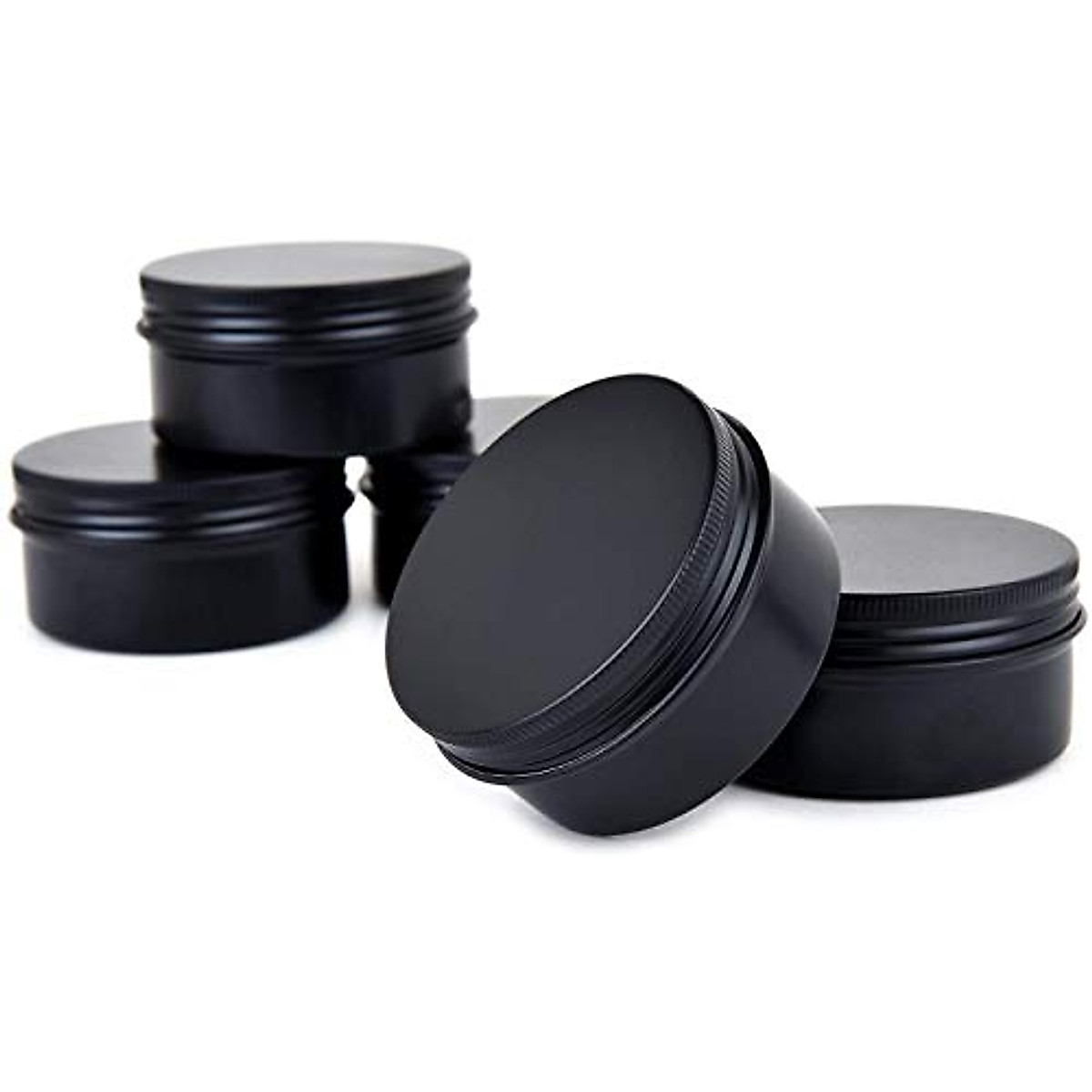 Healthcom 12 Packs 3 Oz Empty Jars 90ml Black Round Aluminum Tin Cans Screw Top Metal Steel Tins Lip Balm Tins Box Cosmetic Containers Storage Organization for Candles Salve Crafts Spice Tea Gift