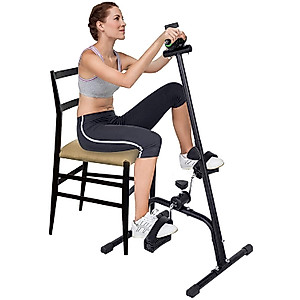 Compact Exercise Bike, Pedal Exerciser Bike Hand Arm Leg and Knee Peddler Adjustable Fitness Equipment for Seniors Elderly Home Pedal Exercise Bike for Total Body