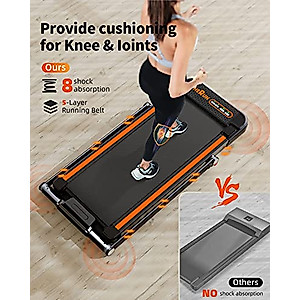 THERUN 2.5HP Treadmill, 2 in 1 Under Desk Walking Pad Treadmill, Electric Compact Space Folding Treadmill for Home Office with LED Touch Screen 0.6-7.6MPH Wider Running Belt, No Assembly Needed
