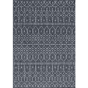 Charcoal Jute Large Water Resistant Indoor Outdoor Rug 8x10 for Entryway Patio Deck Garden Outside Porch Hallway Entry Way Living Room Bedroom Carpet Alfombras para Exteriores