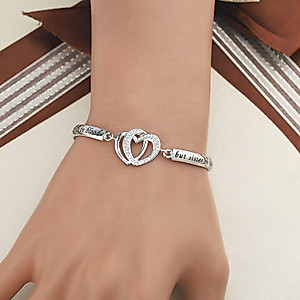Gzrlyf Not Sister by Blood but Sister by Heart Bracelet Best Friends Gifts for Sister in Law Soul Sister Gifts Unbiological Sister Gifts (White Gold)