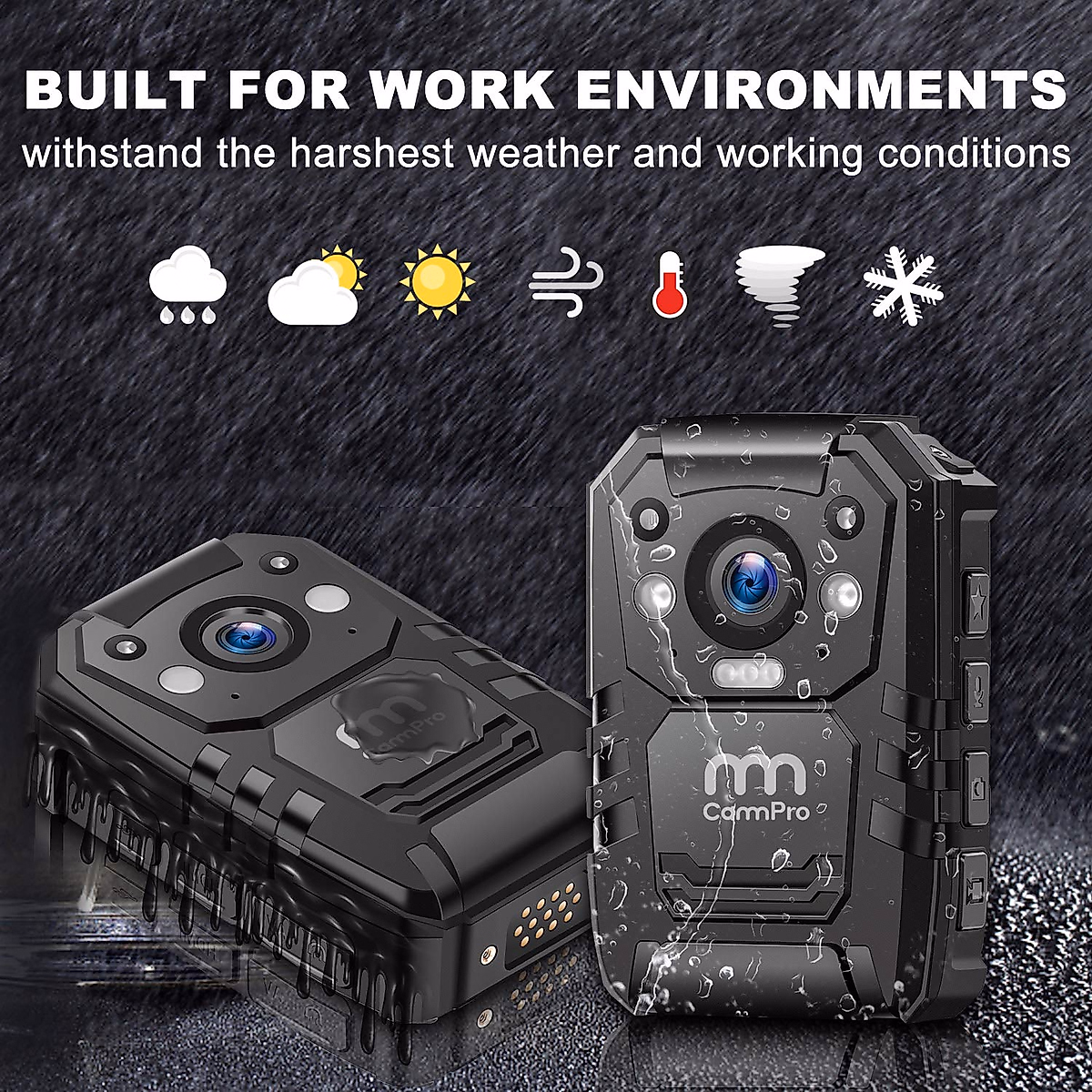 1296P HD Police Body Camera,32G Memory,CammPro I826 Premium Portable Body Camera,Waterproof Body-Worn Camera with 2 Inch Display,Night Vision,GPS for Law Enforcement Recorder,Security Guards,Personal