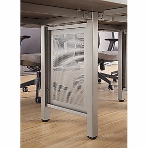 NBF at Work 16' Expandable Conference Tables - Warm Ash Laminate Conference Room Tables - Steel Leg Office Meeting Table - Durable Training Tables with Built in Power Module (47.24"Dx188.96"Wx29.53"H)