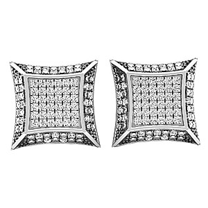 Dazzlingrock Collection 0.30 Carat (ctw) Round Diamond Micro Pave Setting Kite Shape Stud Earrings 1/3 CT, Sterling Silver