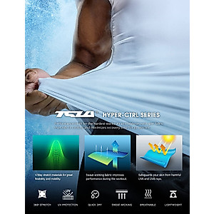 TSLA Men's Sleeveless Workout Shirts, Dry Fit Running Compression Cutoff Shirts, Athletic Training Tank Top, Active Top White, Large